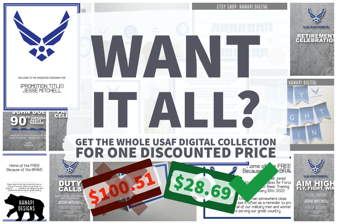 Air Force Photo Booth Props 21 Items USAF Promotion - Etsy