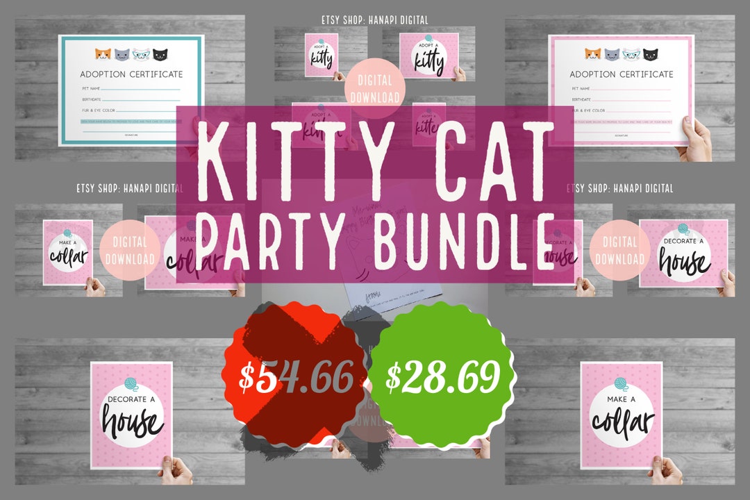 ULTIMATE BUNDLE | Cat Kitten Kitty Birthday Party | Kids Birthday Party ...