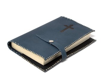 Leather Blue Bible Cover - Etsy
