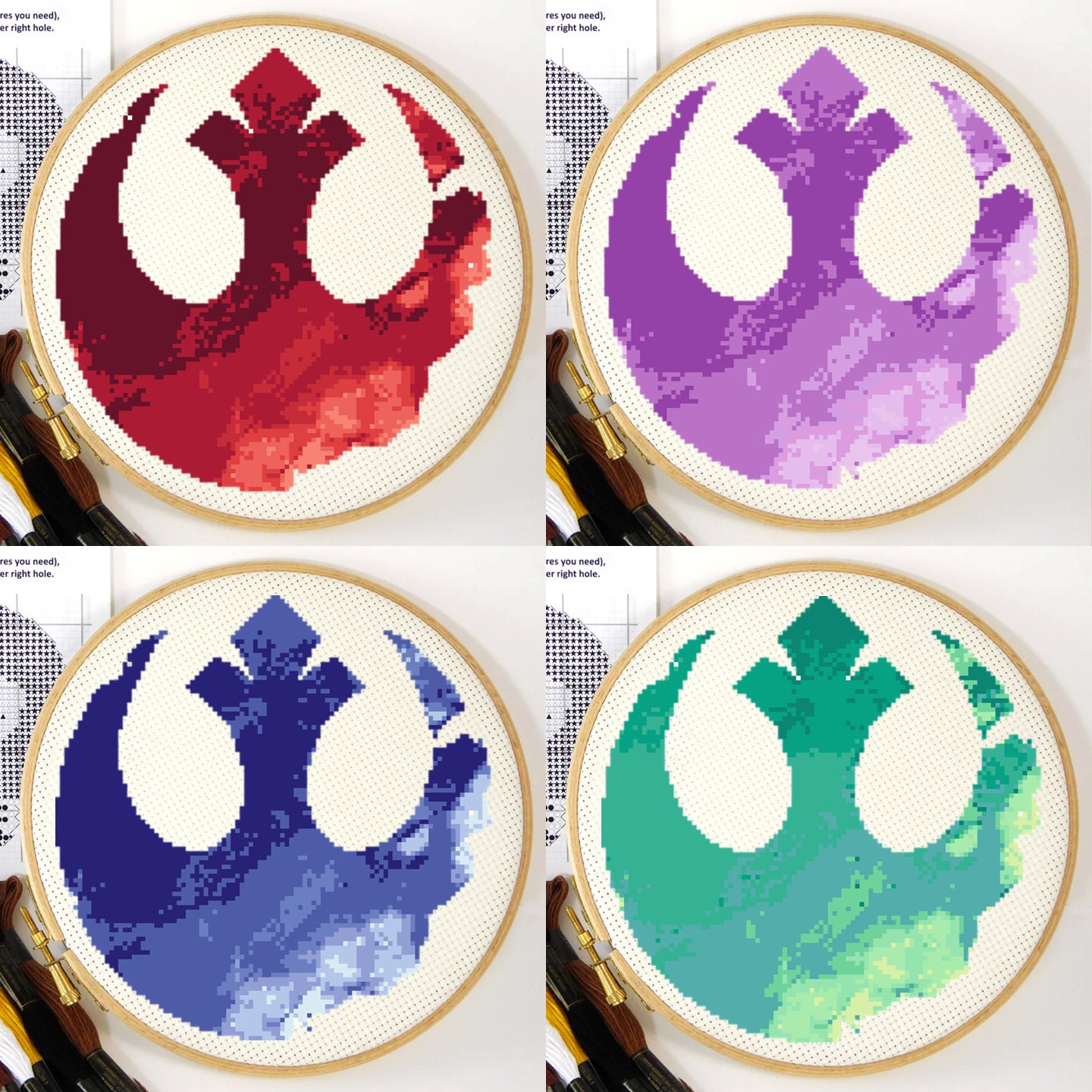 DIY Rebel Alliance .pdf Original Cross Stitch Pattern Star Wars Instant Download Sewing & Fiber ...