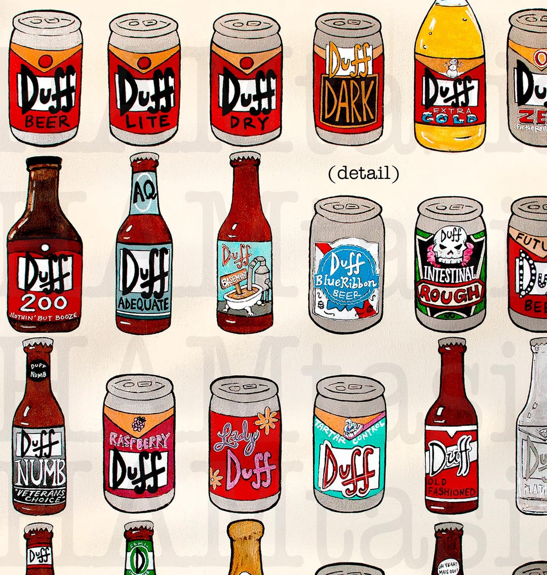 Simpsons Fan Art 30 Shades of Duff Beer Pop Culture Painting Print - Etsy