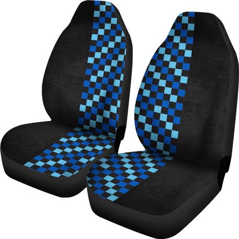 Blue Checkered Car Seat Covers Car Accessories Gift for - Etsy
