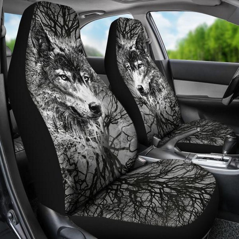 Wolf Head Tree Grey Universal Fit Car Seat Cover Car - Etsy
