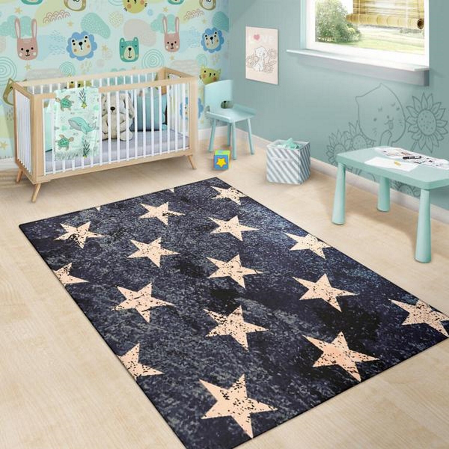 Distressed American Flag Star Area Rug Floor Carpet Made to - Etsy