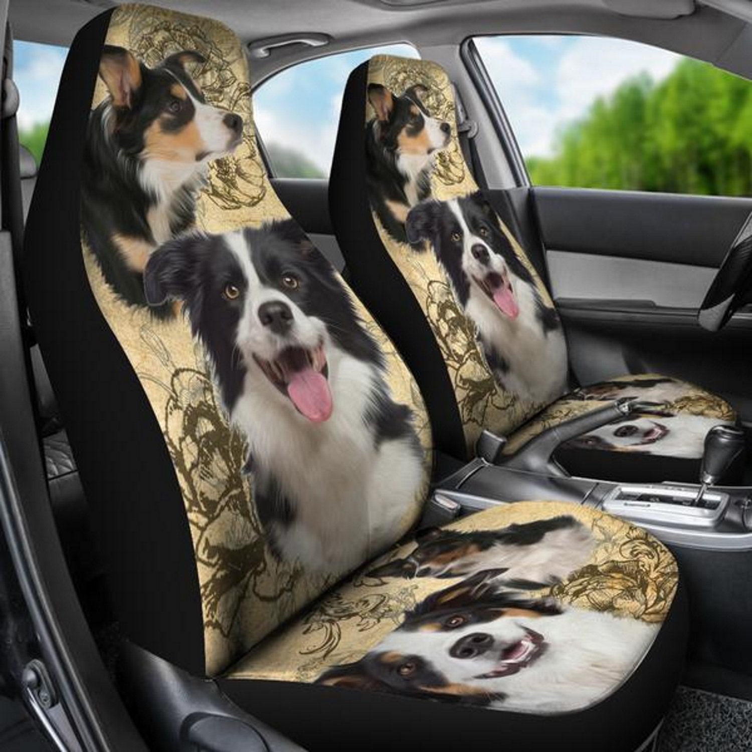 Border Collie, Car Seat Covers, Car Accessories, Gift for Her, Custom ...