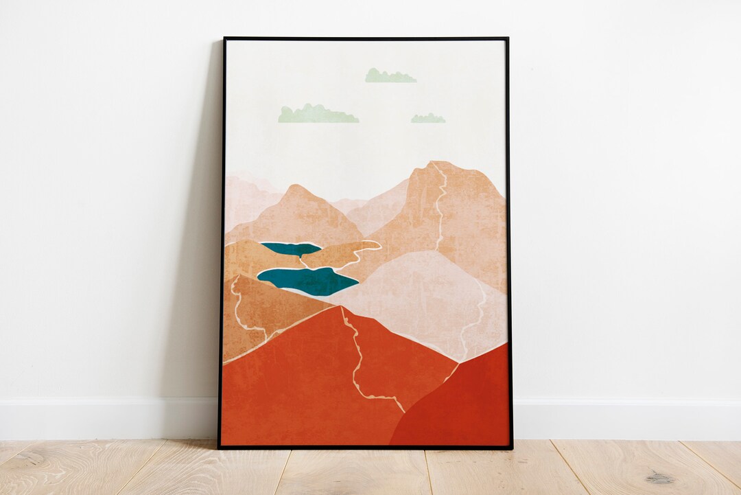 Printable Boho Mountains Premium Poster Modern Art Best Friend Gifts ...