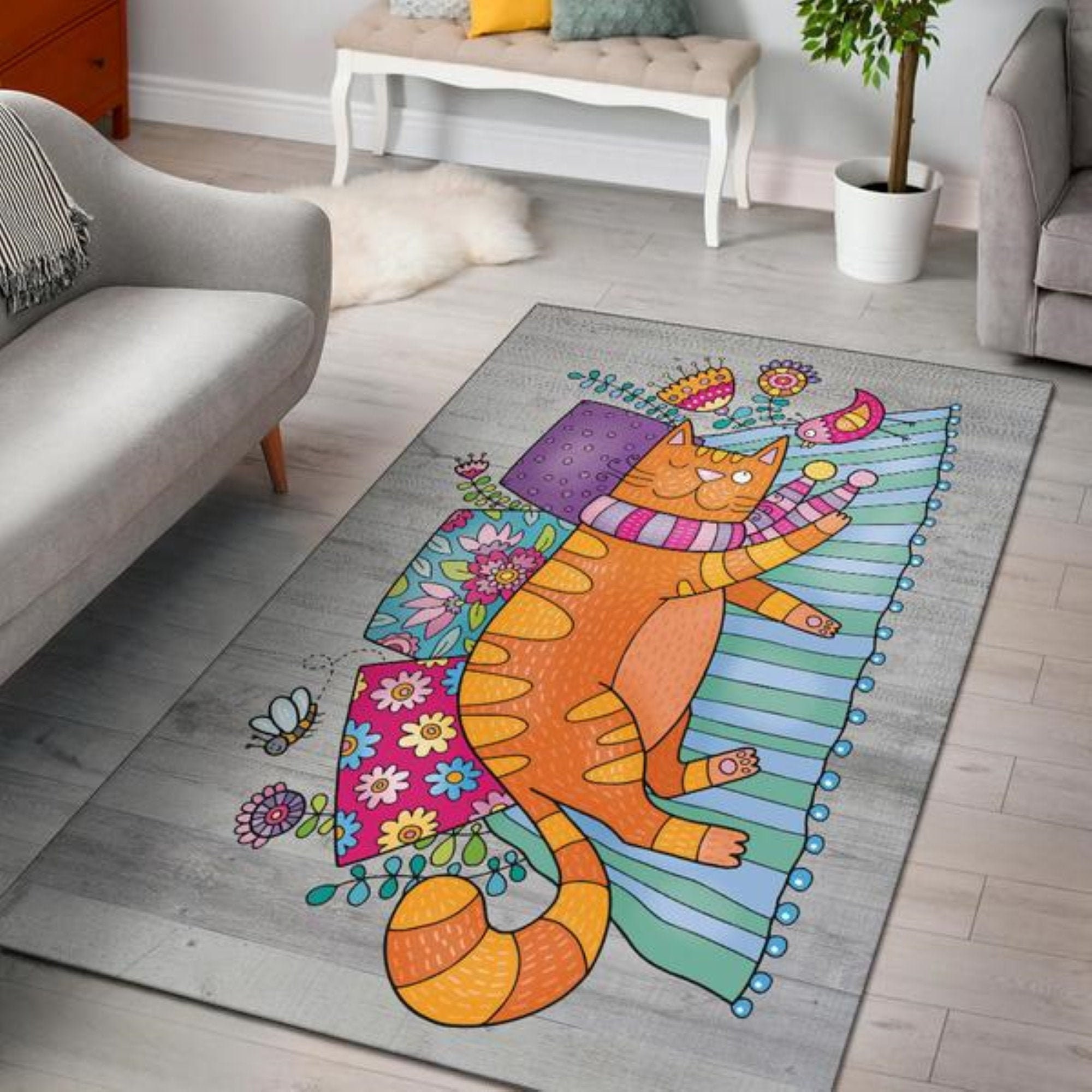 Sleeping Cat Cat Lovers Area Rug Floor Carpet Kids Room - Etsy