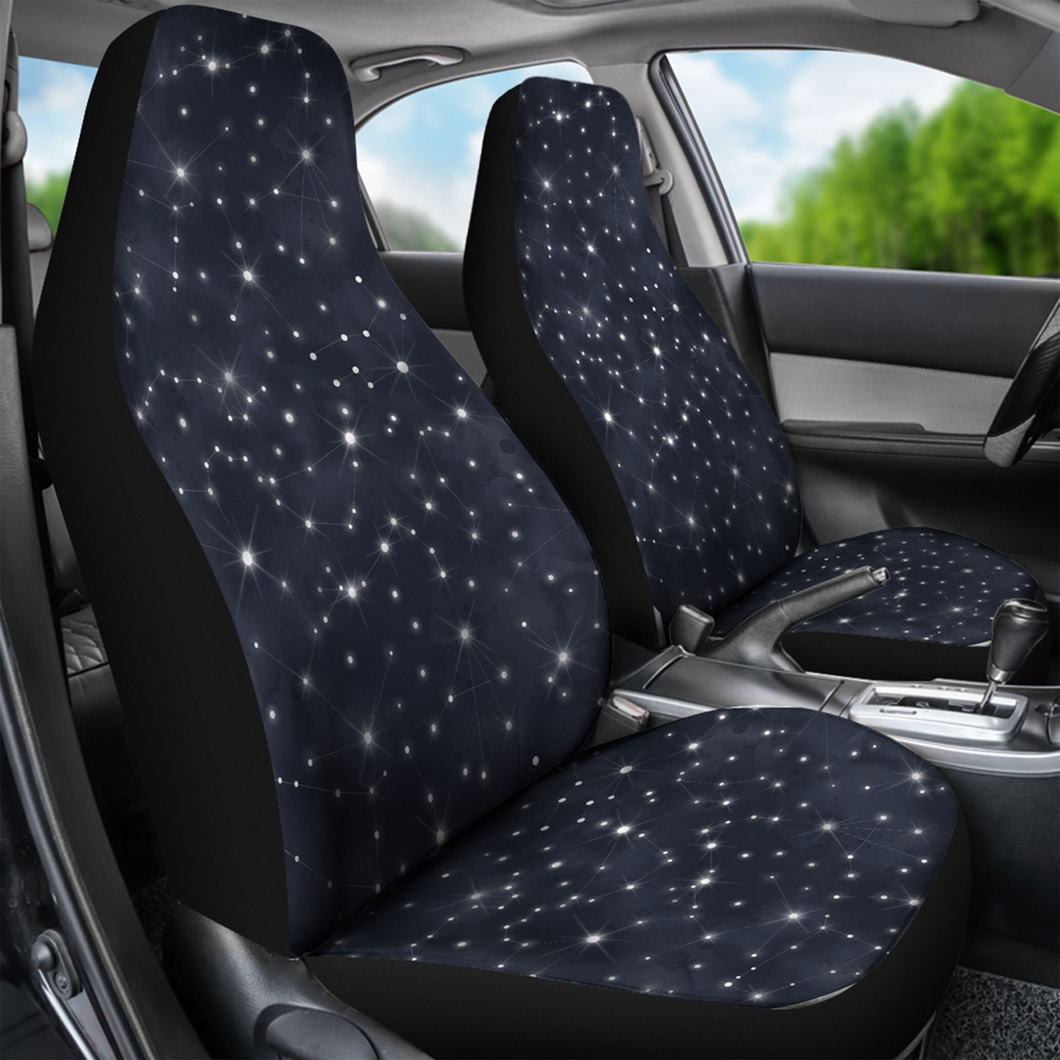 Silver Starry Night Digital Car Seat Covers, New Car Gifts for Her Car ...