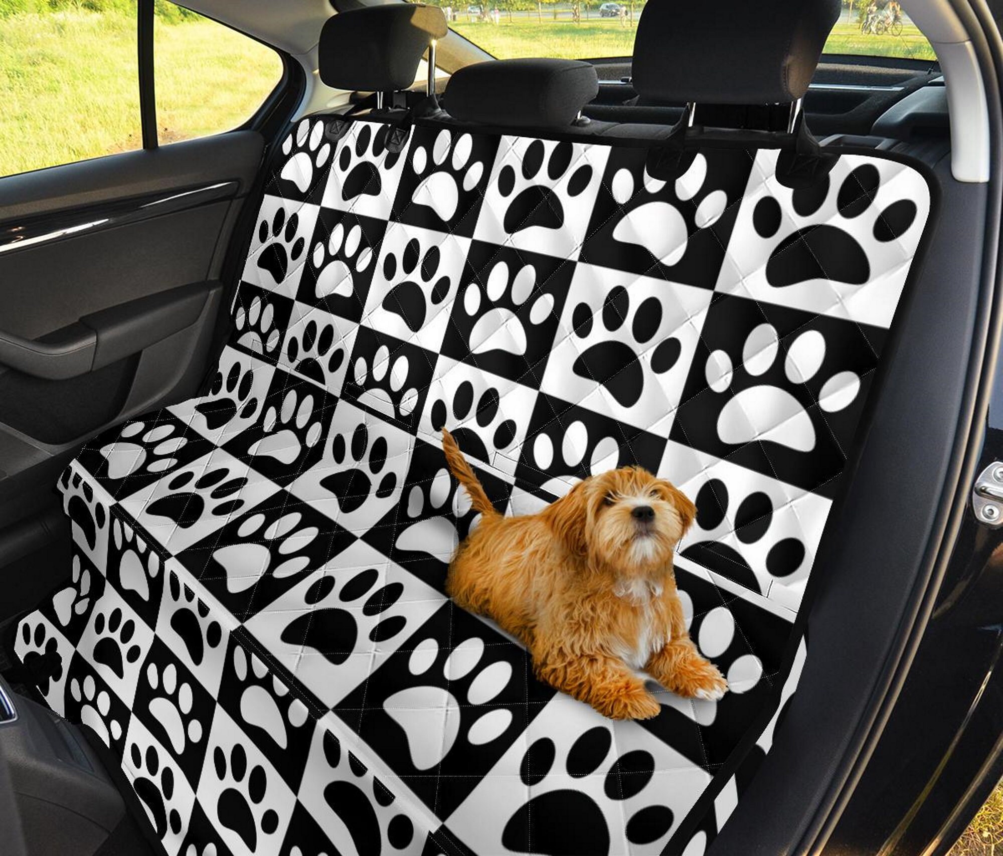 Checkerboard Paw Print Pet Backseat Cover car Accessories Dog Lovers Gift Pet Owner Dog Mom Dad Car Seat Cover Car Seat Protector Etsy