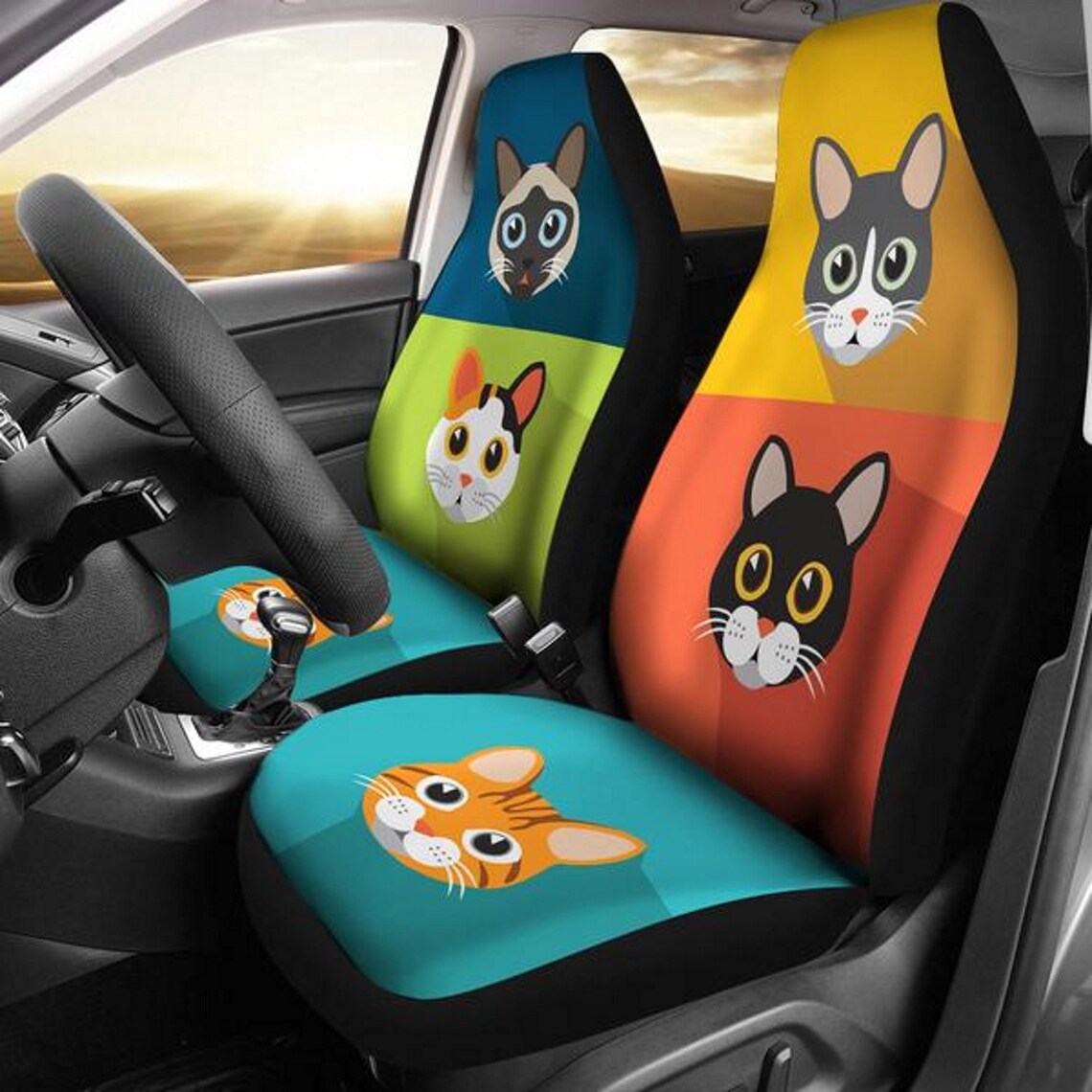 Cartoon Cats Cat Lover Gift Cat Lovers Funny Cat-car Seat | Etsy