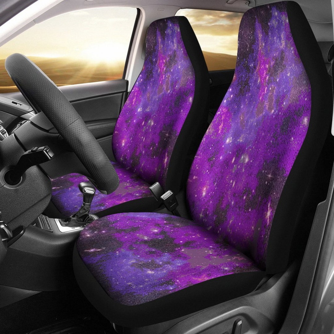Purple Cosmic Car Seat Covers - Set of 4, Front and Back Mats, Car ...