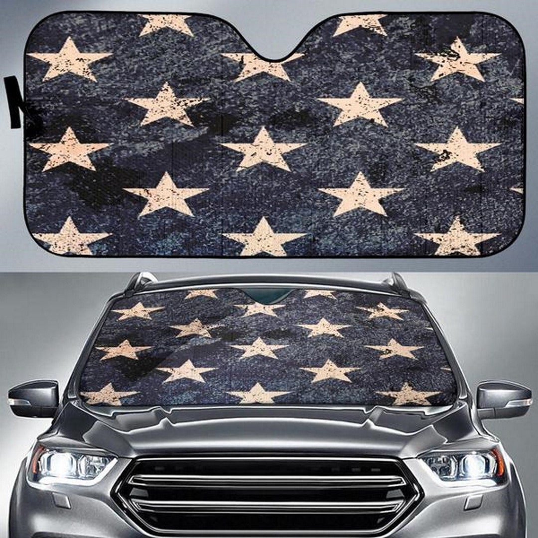 Distressed American Flag Stars Front Window Sun Shade - Etsy