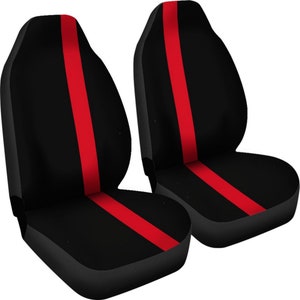 Red Stripe Car Seat Covers, Car Accessories, Thin Red Line, Custom Seat ...