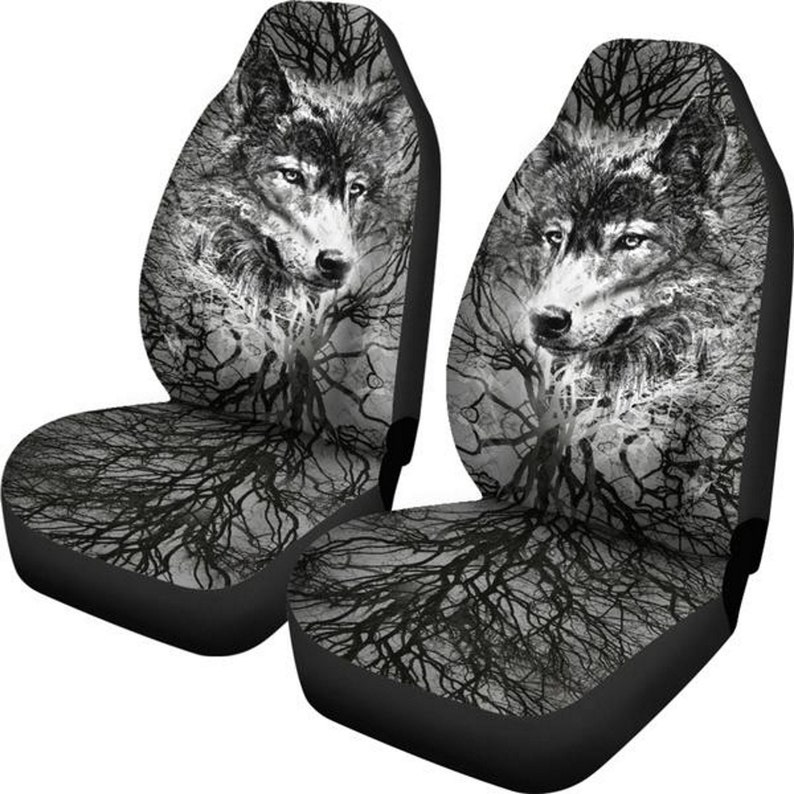 Wolf Head Tree Grey Universal Fit Car Seat Cover Car - Etsy