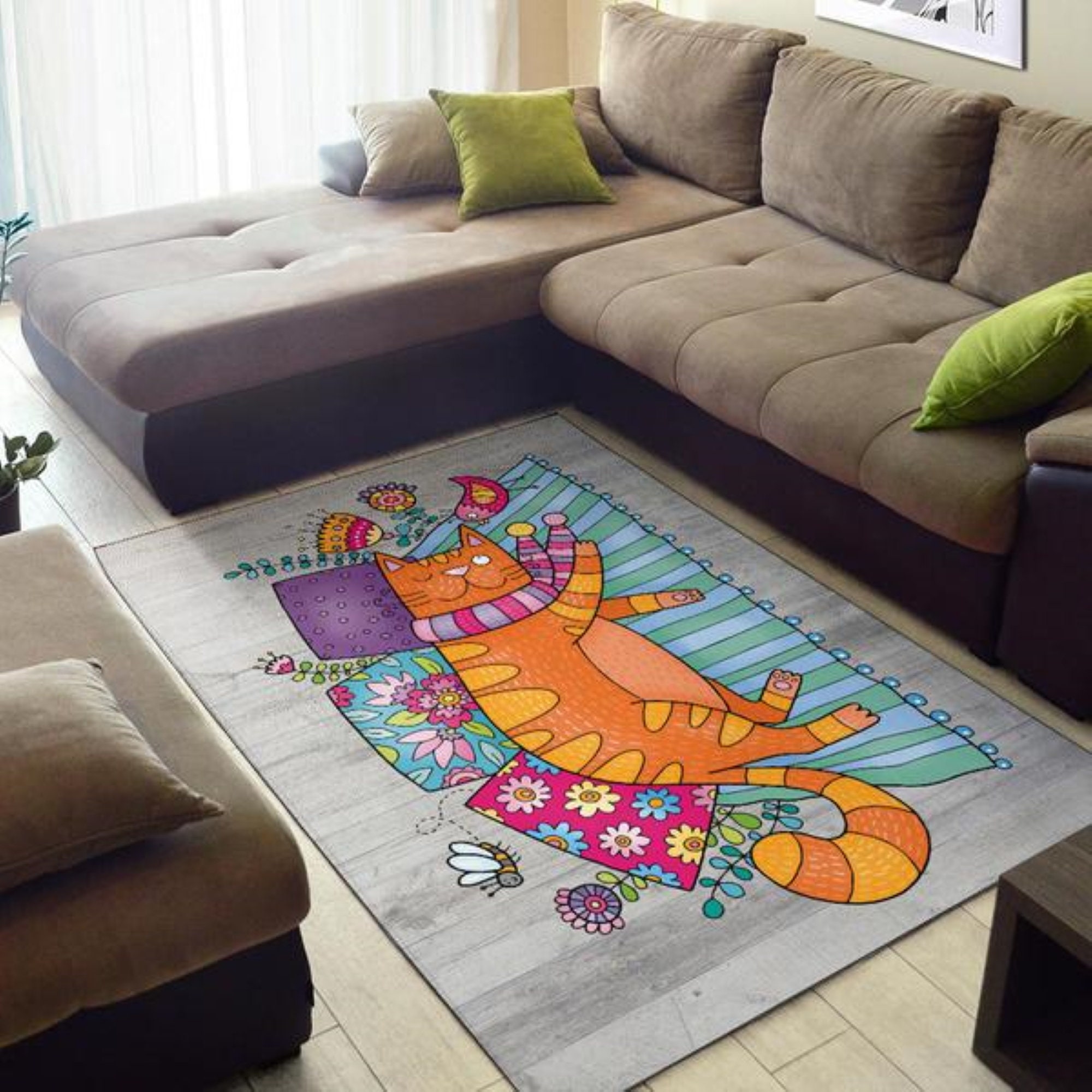 Sleeping Cat Cat Lovers Area Rug Floor Carpet Kids Room - Etsy