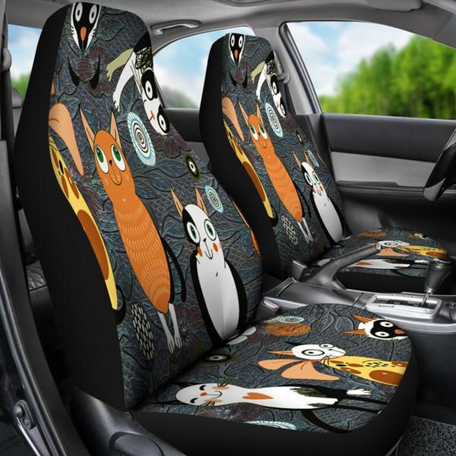Funny Cat Crowd Car Seat Covers Car Accessories Gift for - Etsy