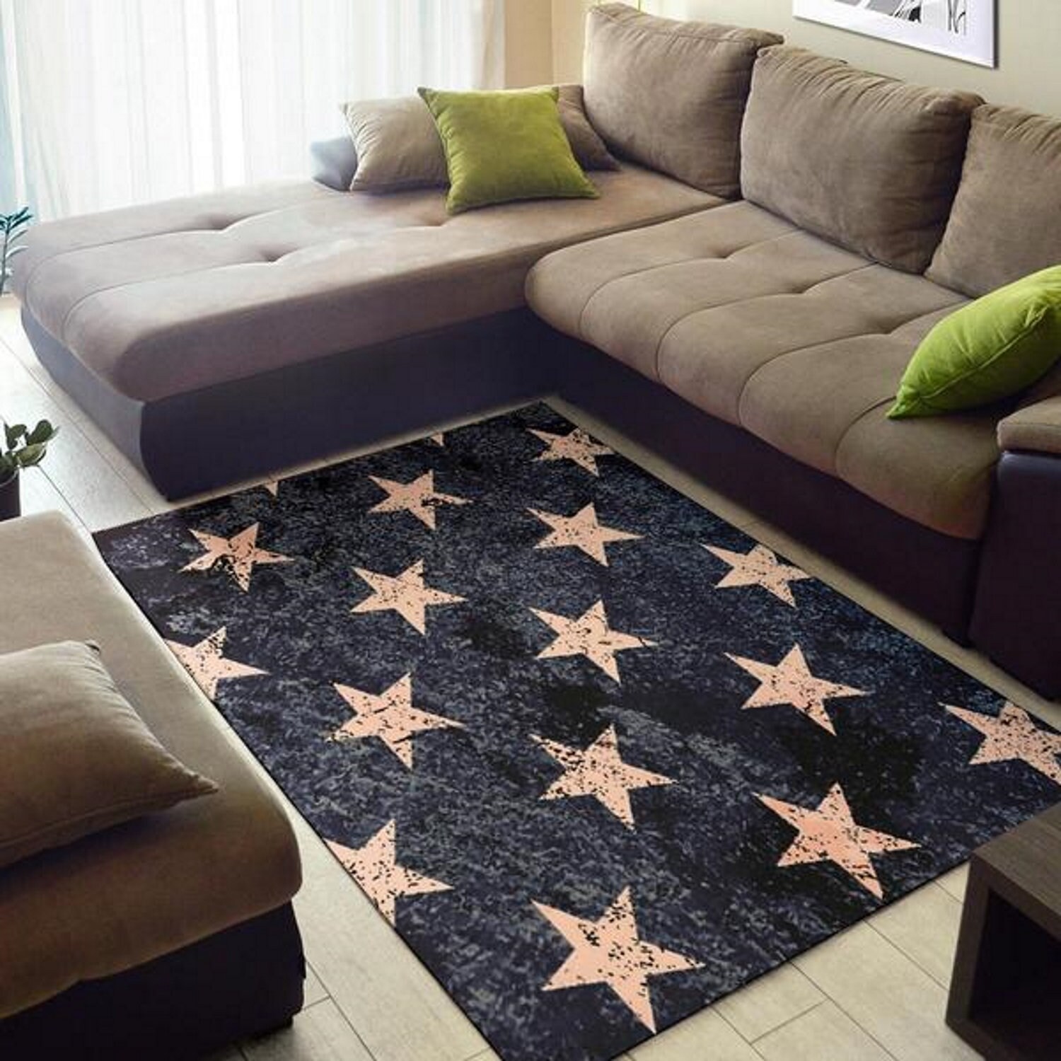 Distressed American Flag Star Area Rug, Floor Carpet, Made to Order ...
