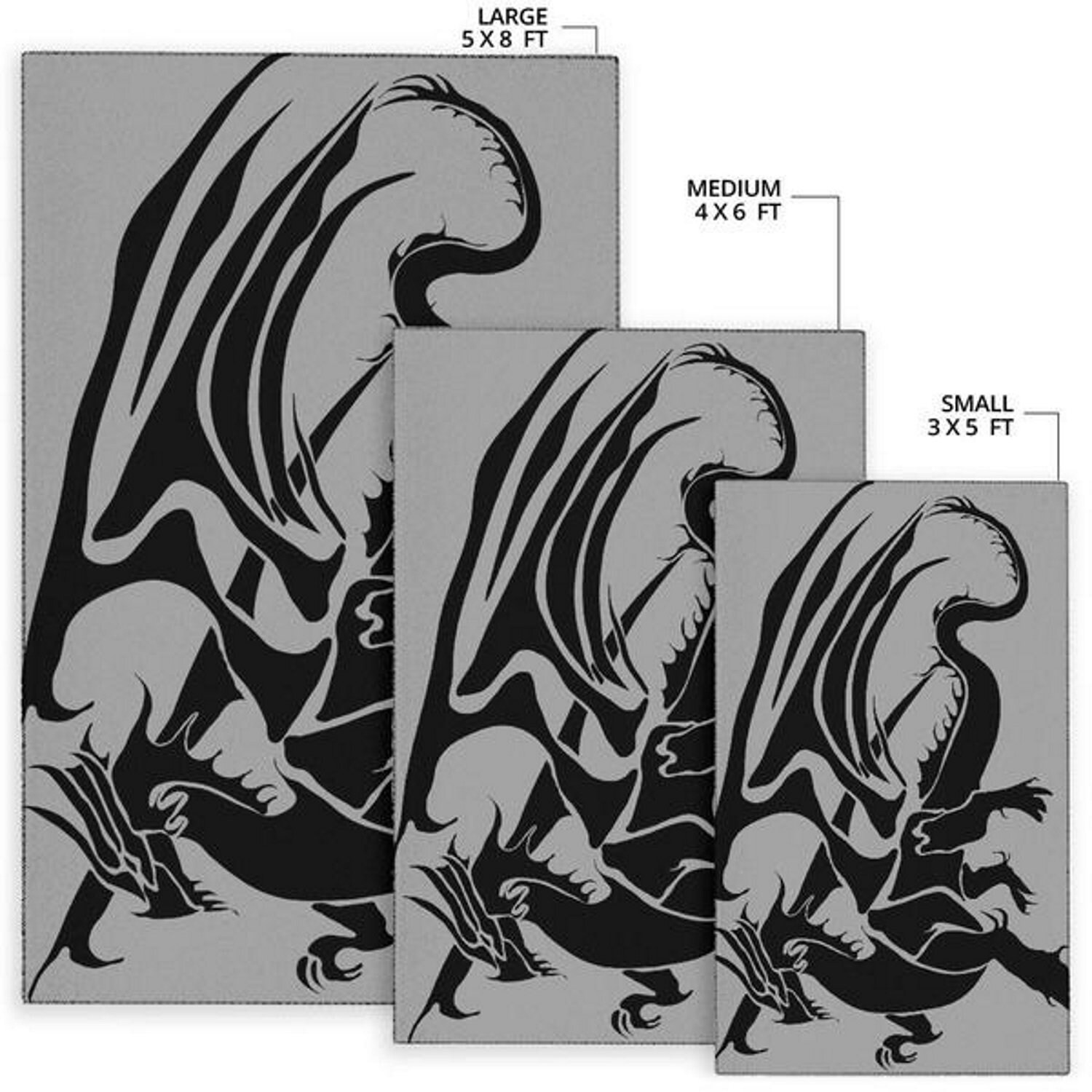 Dragon on Grey Area Rug Floor Carpet Rug Made to Order | Etsy