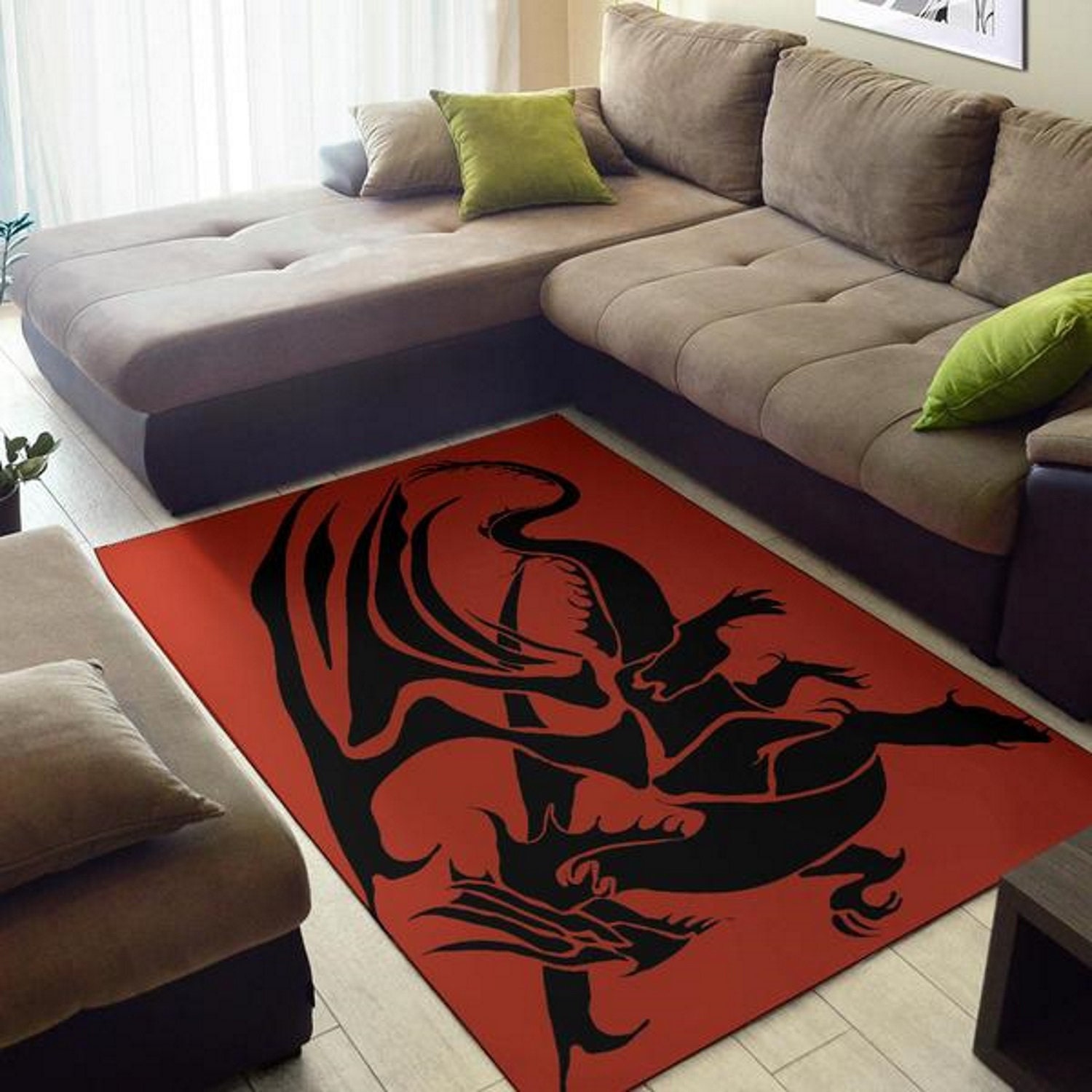 Dragon on Fire, Area Rug, Floor Carpet Rug, Made to Order, Custom Made ...