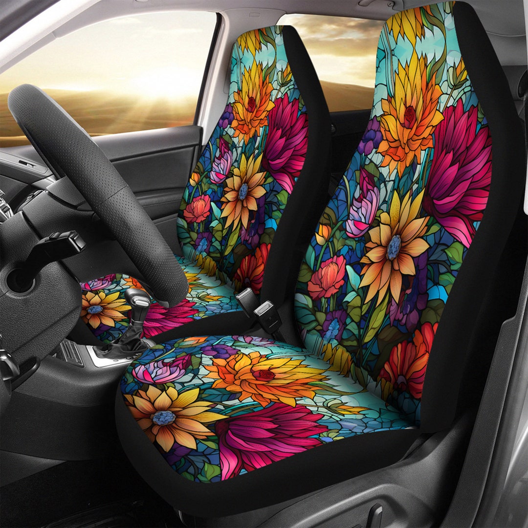 Stained Glass Flower Car Seat Cover, Custom Made Cover New Car Gifts ...