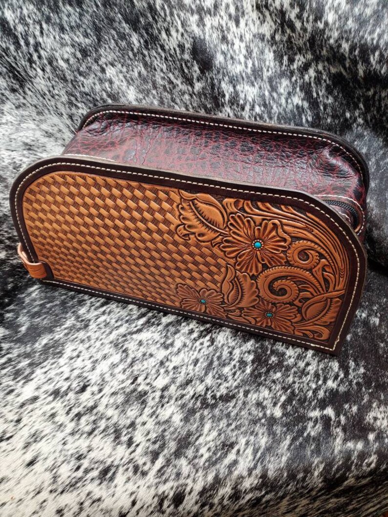 Hand Tooled Leather Shave Bag | Etsy