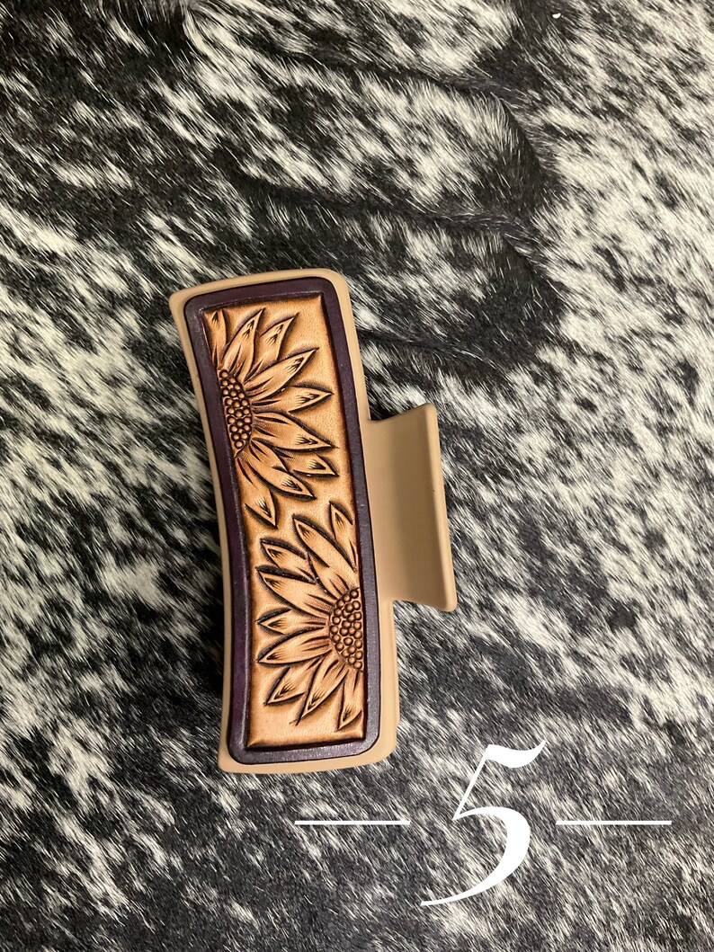 3.5 Leather Hand Tooled Claw Clips - Etsy