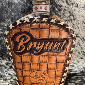 Custom Hand Tooled Crown Bottle Cover - Etsy