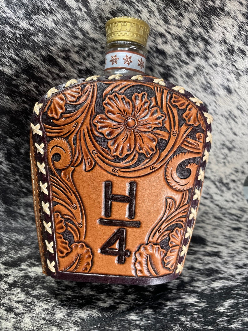 Custom Hand Tooled Crown Bottle Cover - Etsy