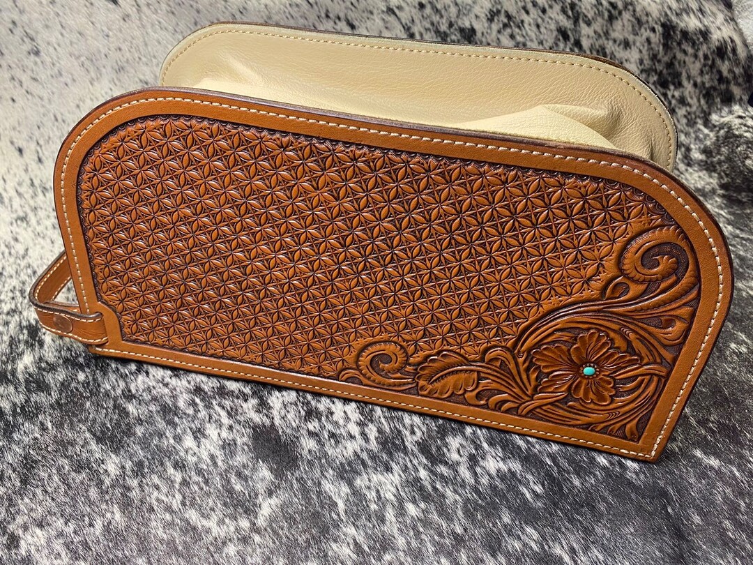 Hand Tooled Leather Shave Bag - Etsy