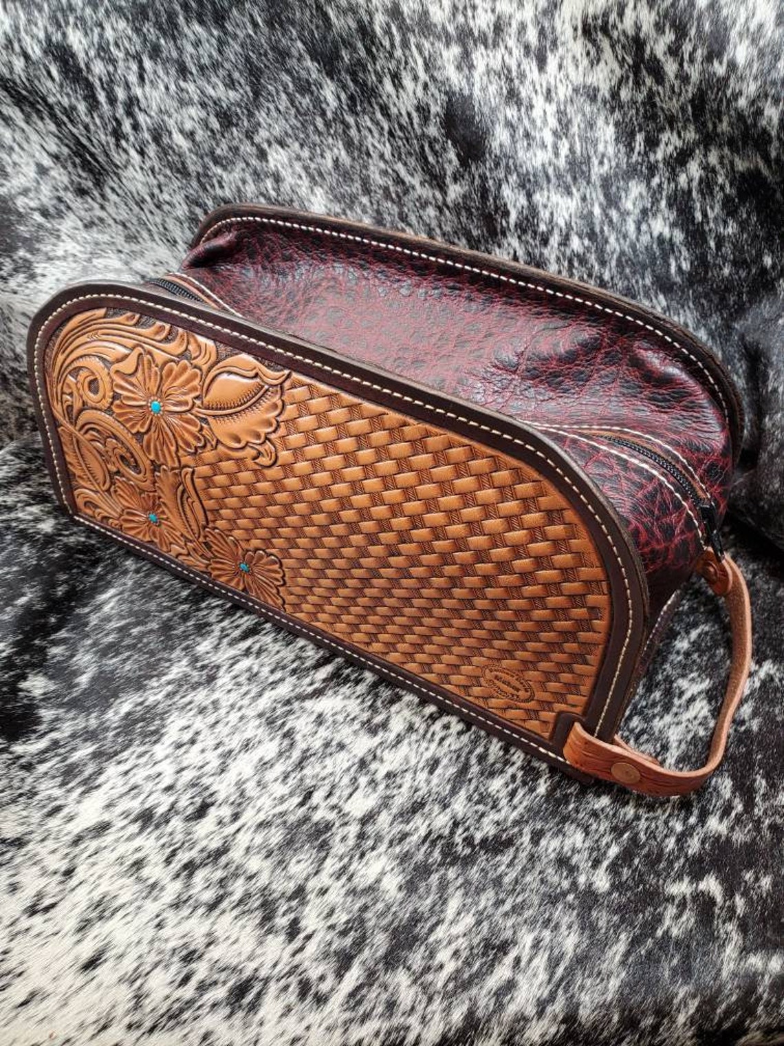 Hand Tooled Leather Shave Bag | Etsy