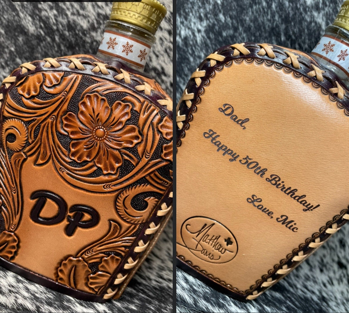 Custom Hand Tooled Crown Bottle Cover - Etsy
