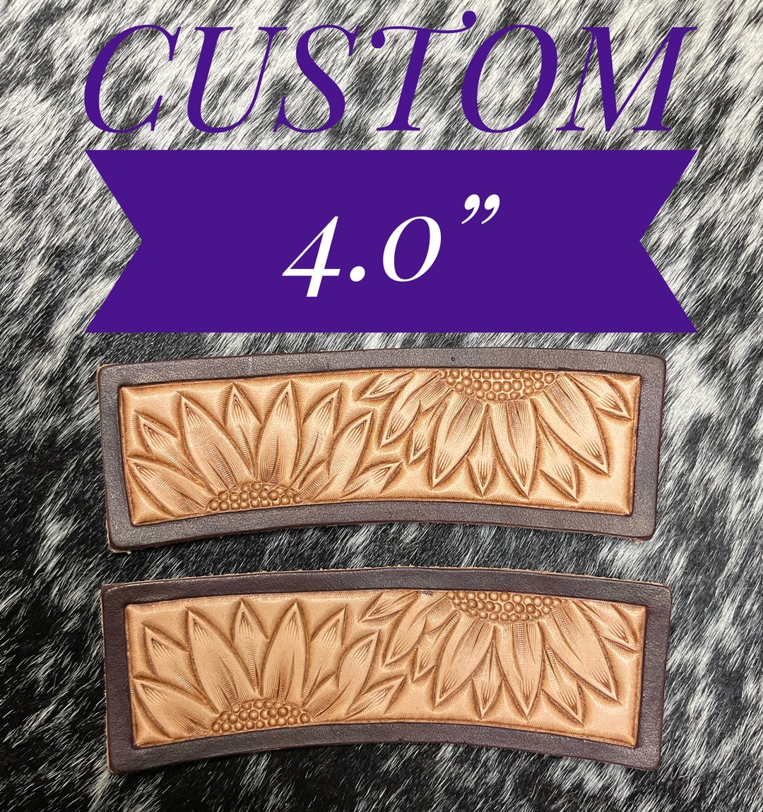 4” CUSTOM COLOR Hand Tooled Leather Claw Clips - Etsy