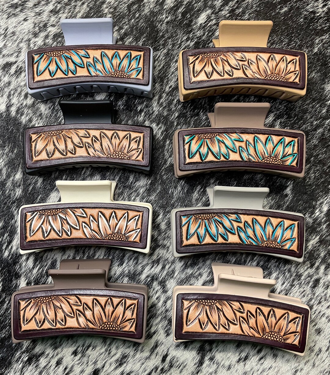 3.5” Leather Hand Tooled Claw Clips - Etsy