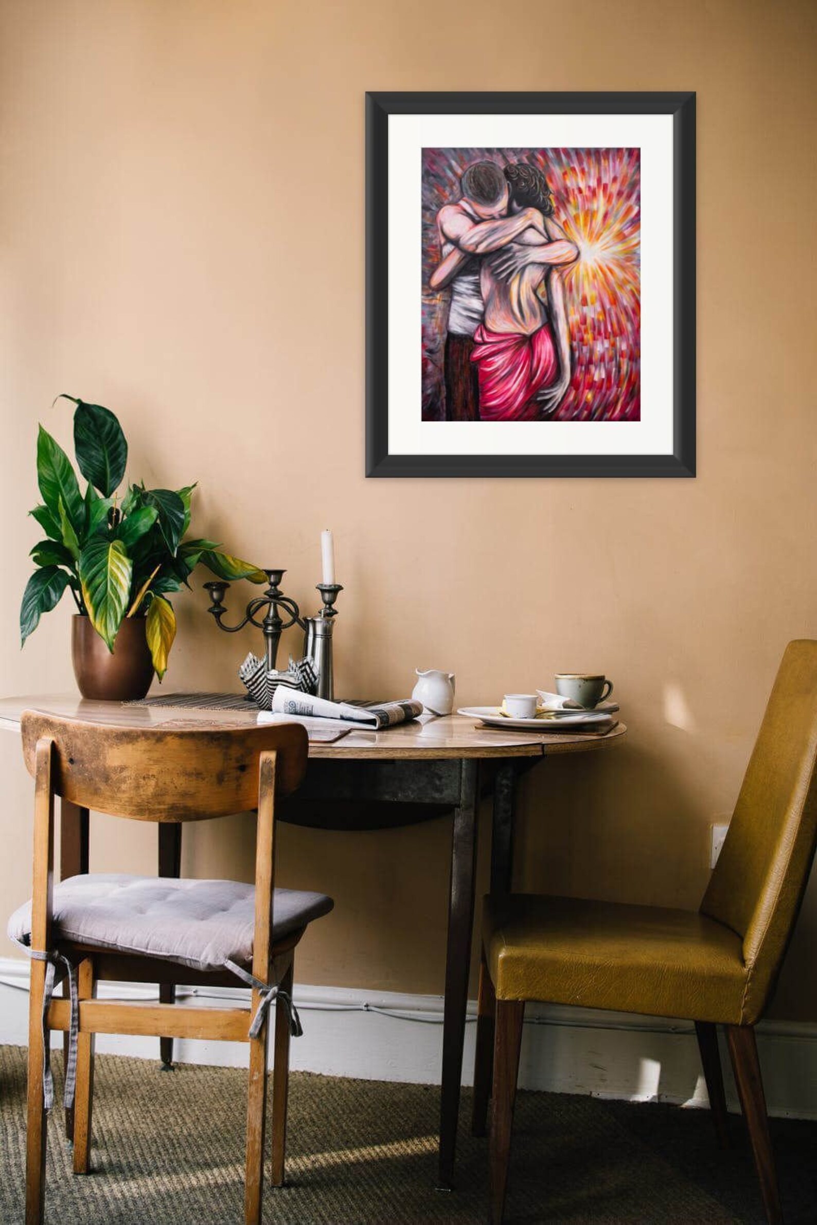 Vulnerability Relationship Wall Art Couple Artwork Love Embrace ...