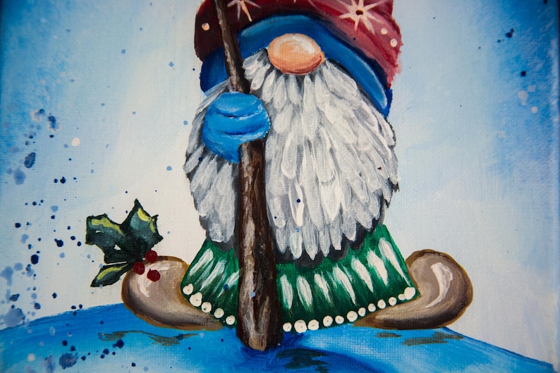 Christmas Gnome Painting | Winter Gnome Art | Gallery Wall Art ...