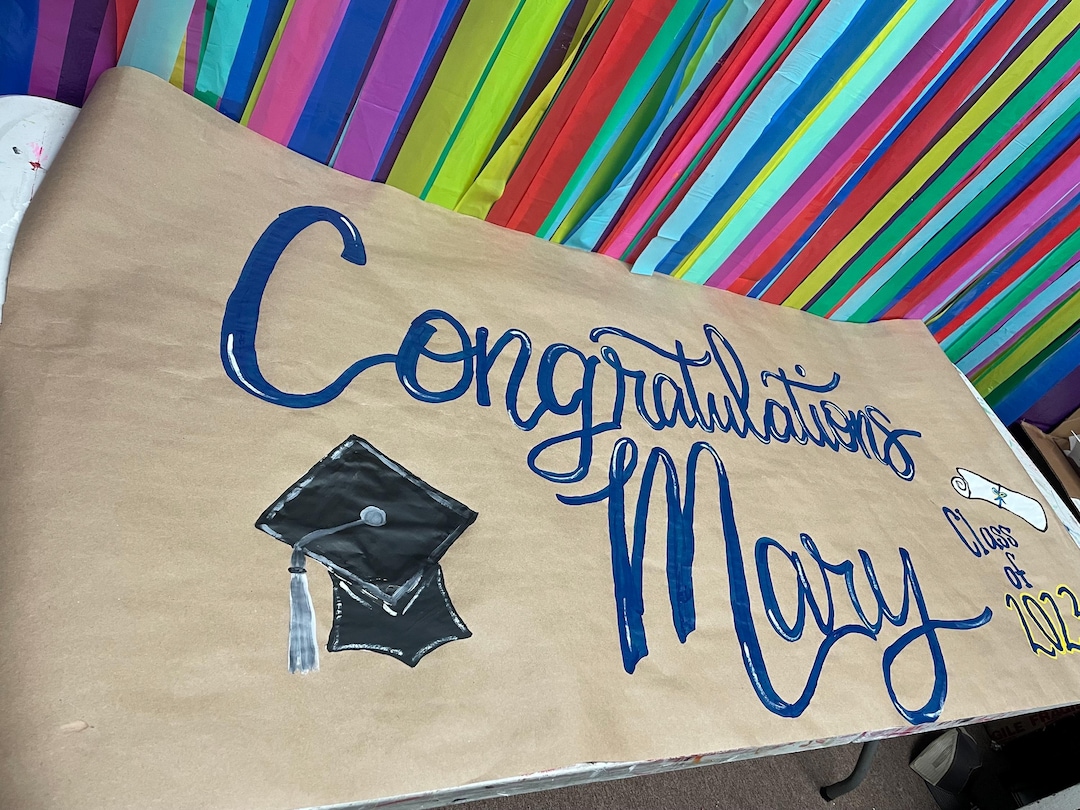 Hand Painted Graduation Banner, Kraft Paper Party Decor - Etsy