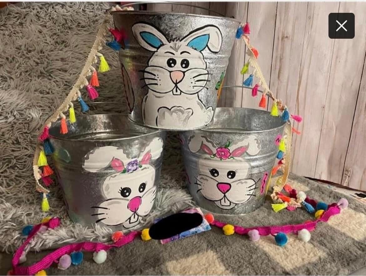 Personalized Easter Buckets, Galvanized Metal Easter Buckets, Hand ...