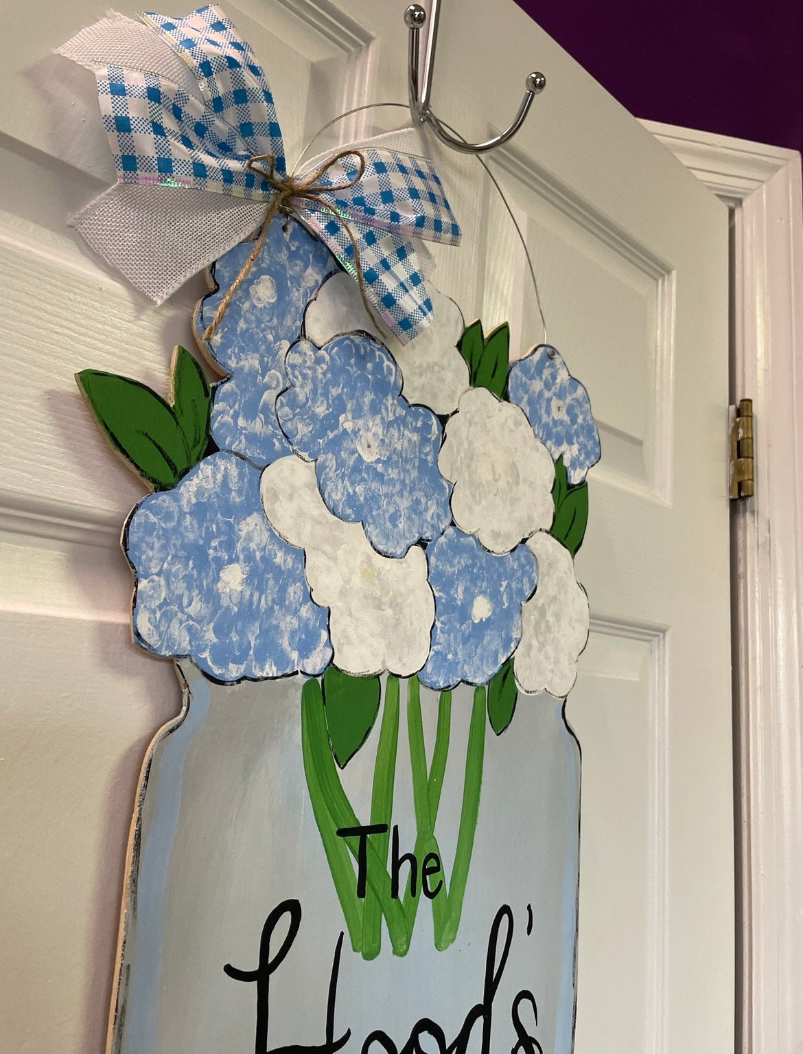 Hydrangeas Flower Door Hanger, Welcome Door Hanger, Spring Door Hanger ...