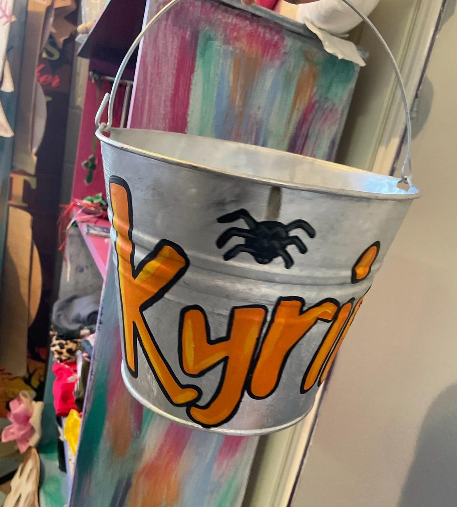 Painted Personalized Buckets, Halloween Baskets, Galvanized Metal ...