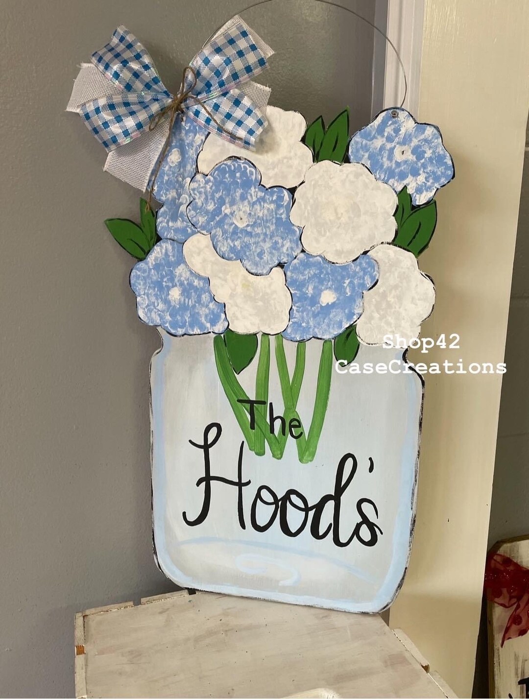 Hydrangeas Flower Door Hanger, Welcome Door Hanger, Spring Door Hanger ...