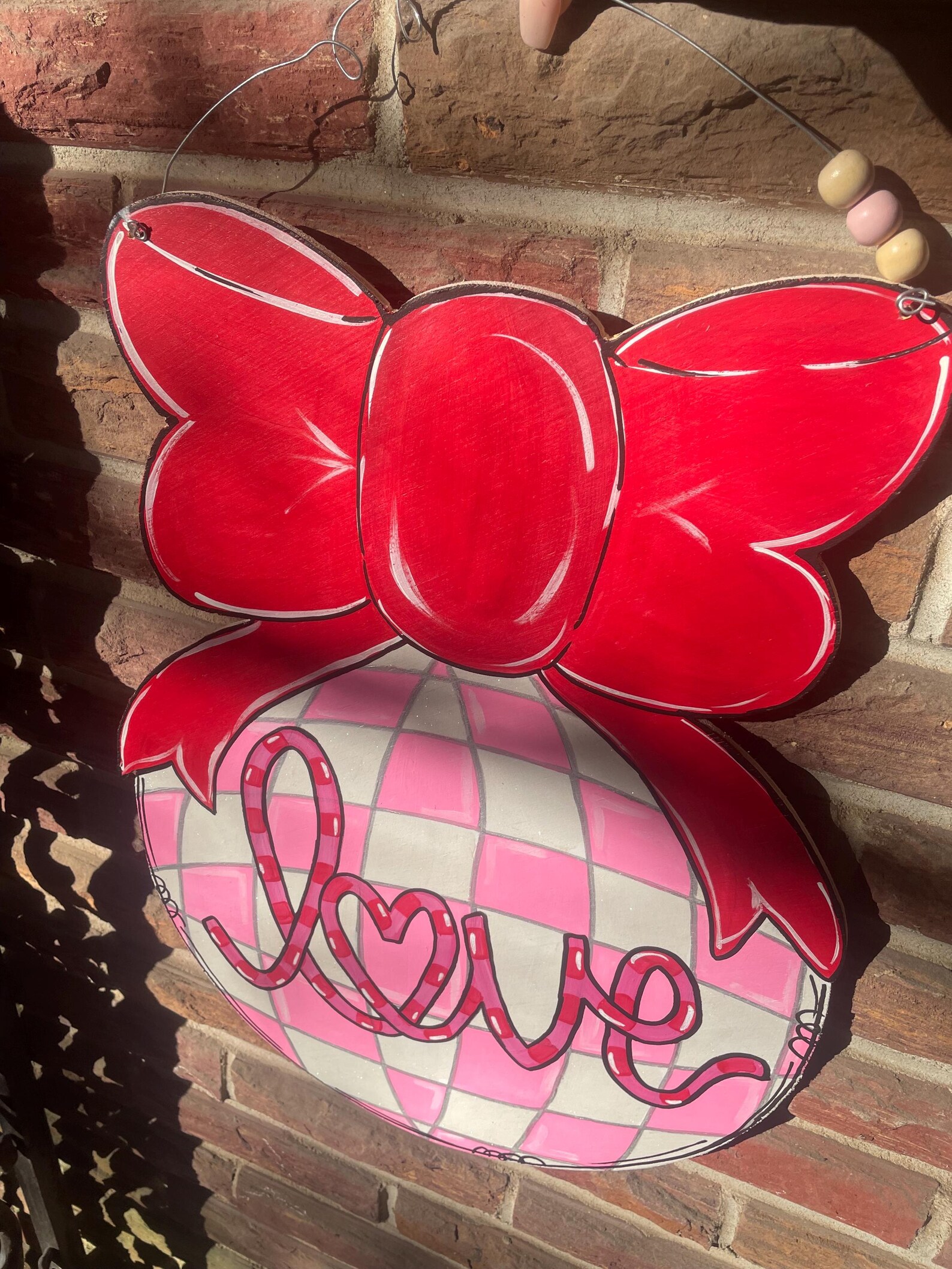 Handcrafted Valentine's Day Disco Ball Door Hanger, Wooden Love Sign - Etsy