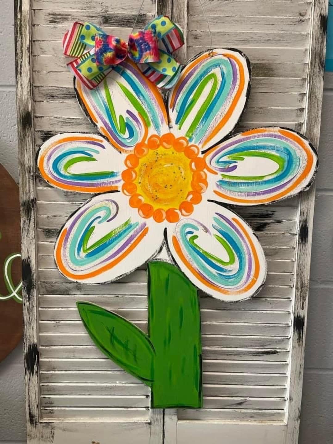 Hand Painted Flower Door Hanger, Spring Summer Decor, Wood Cutout - Etsy