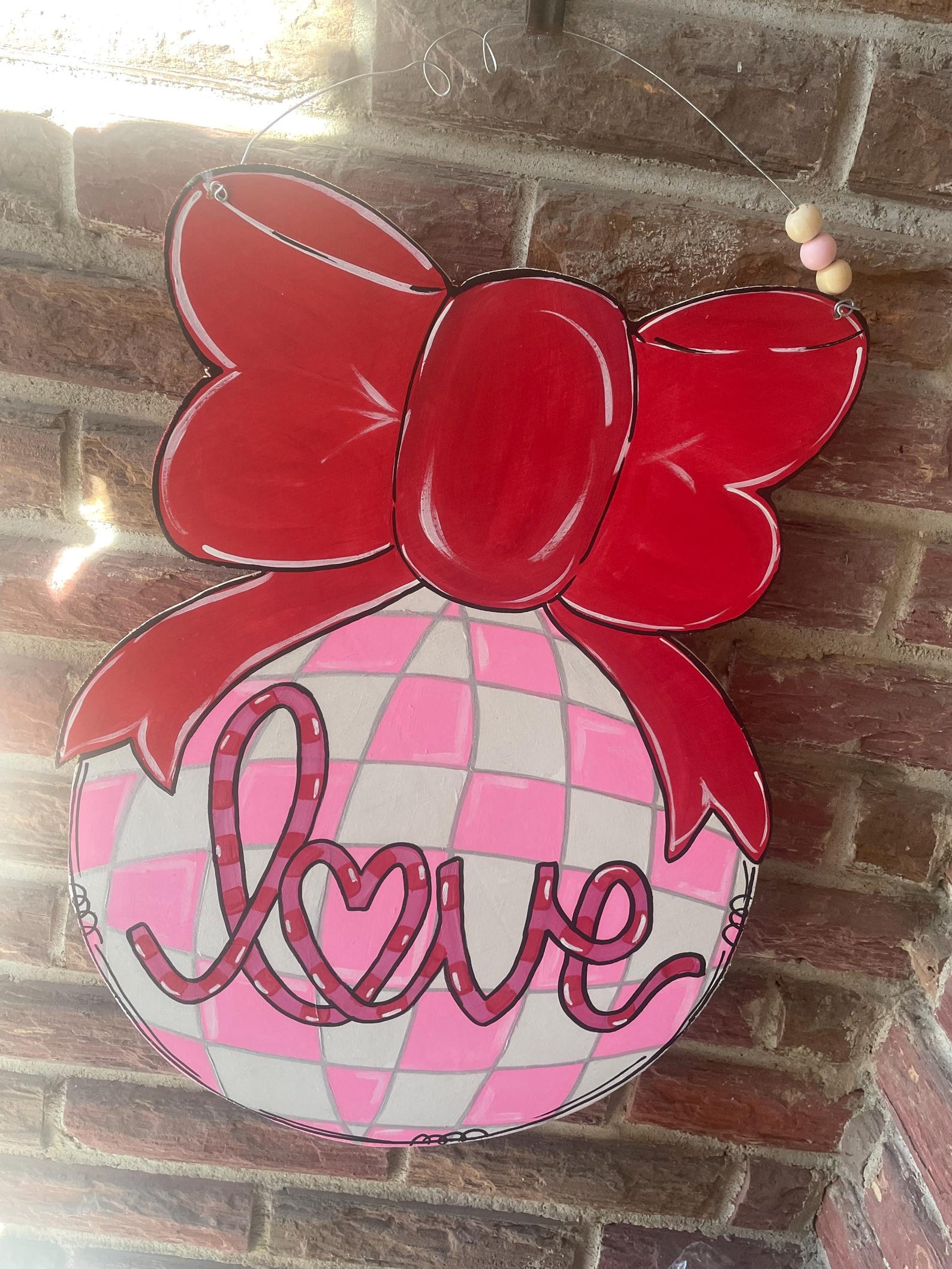 Handcrafted Valentine's Day Disco Ball Door Hanger, Wooden Love Sign - Etsy
