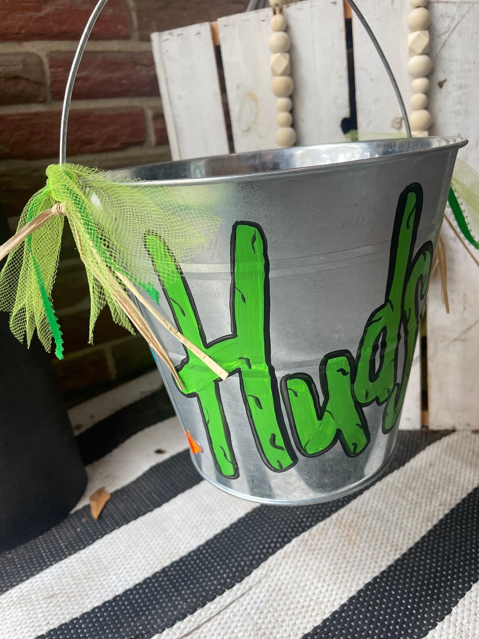 Painted Personalized Buckets, Easter Baskets, Galvanized Metal Easter Buckets, Hand Painted ...