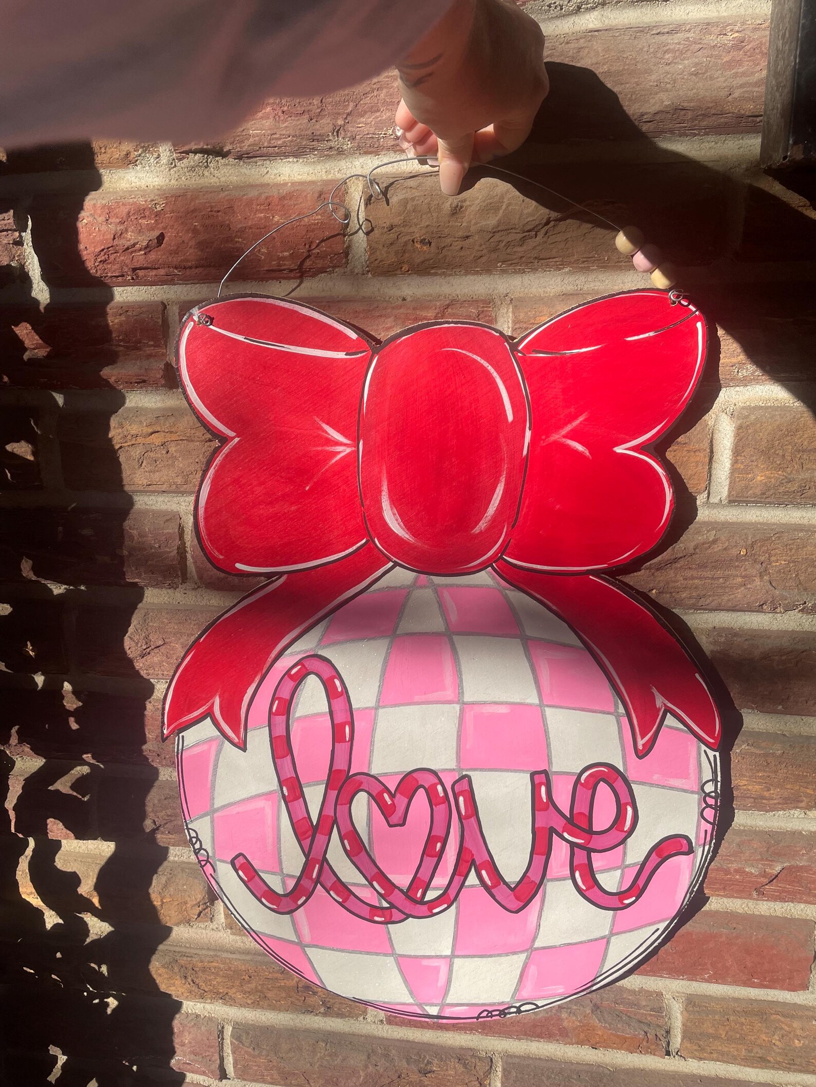 Handcrafted Valentine's Day Disco Ball Door Hanger, Wooden Love Sign - Etsy