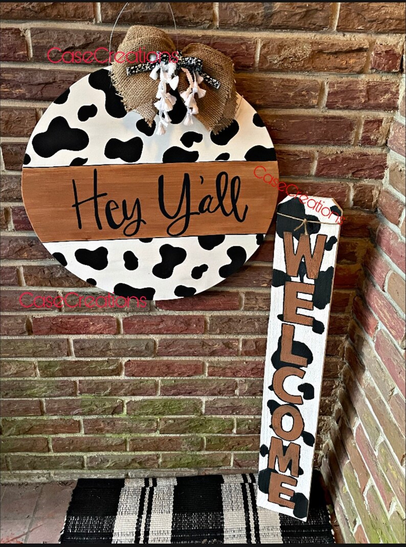 Cow Print Door Hanger and Porch Leaner - Etsy