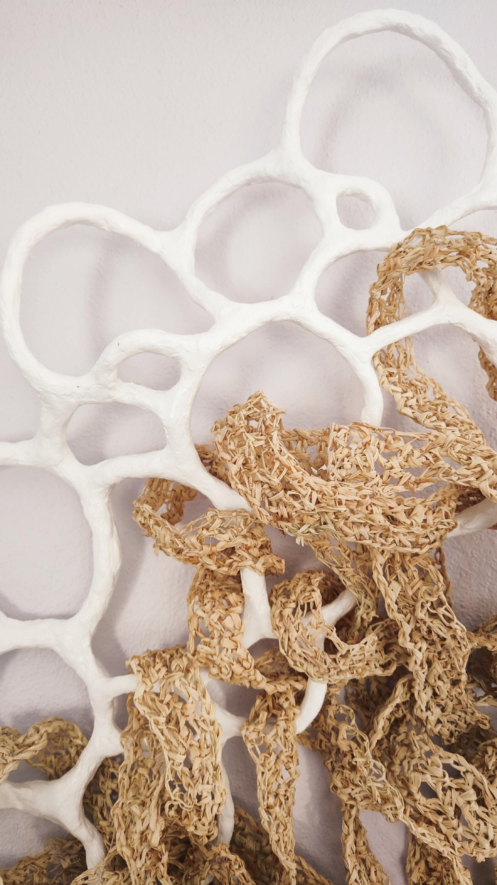 Handcrafted Ceramic and Fiber Wall Art / Abstract "laces" Series Decor ...