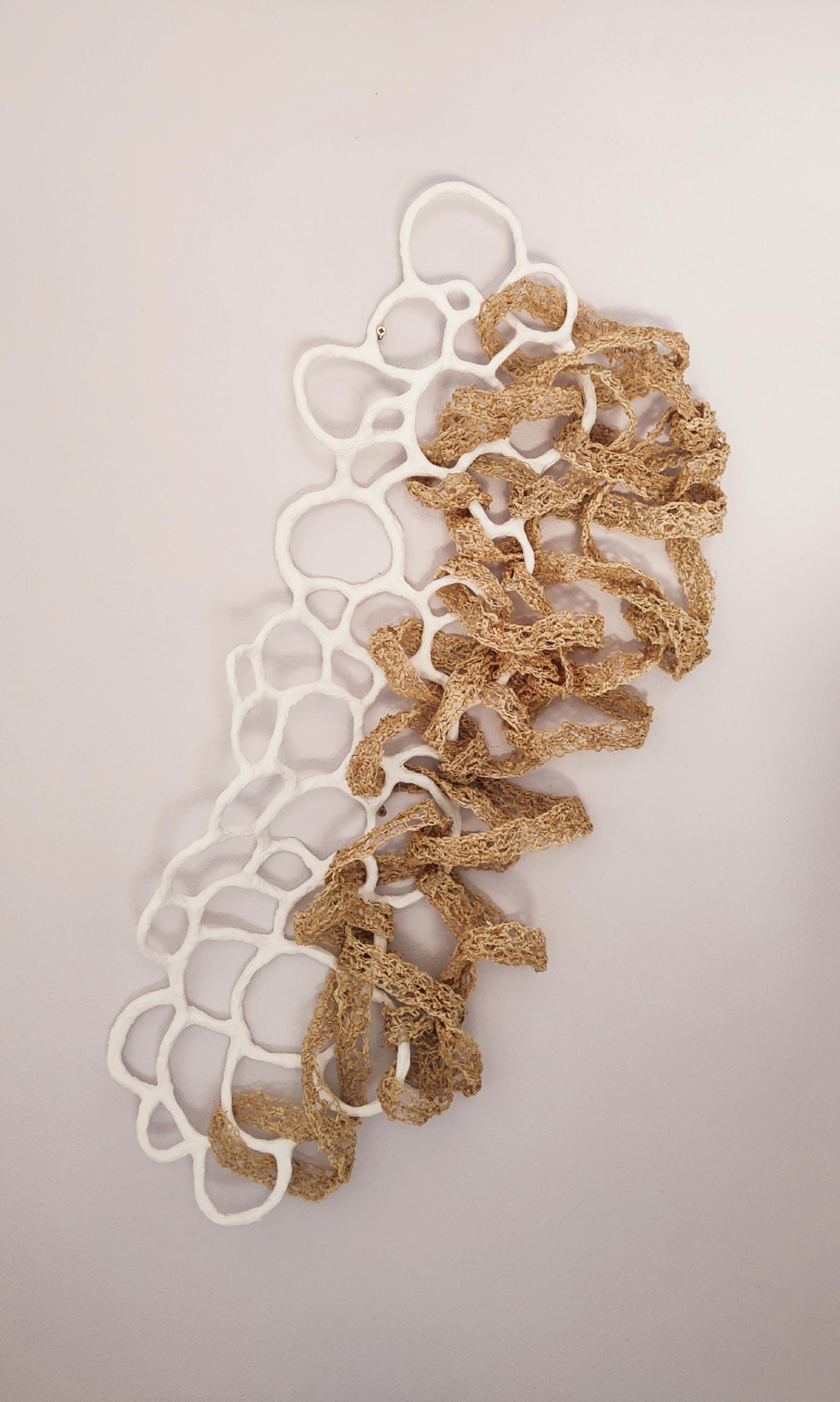 Handcrafted Ceramic and Fiber Wall Art / Abstract 