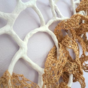 Handcrafted Ceramic and Fiber Wall Art / Abstract 