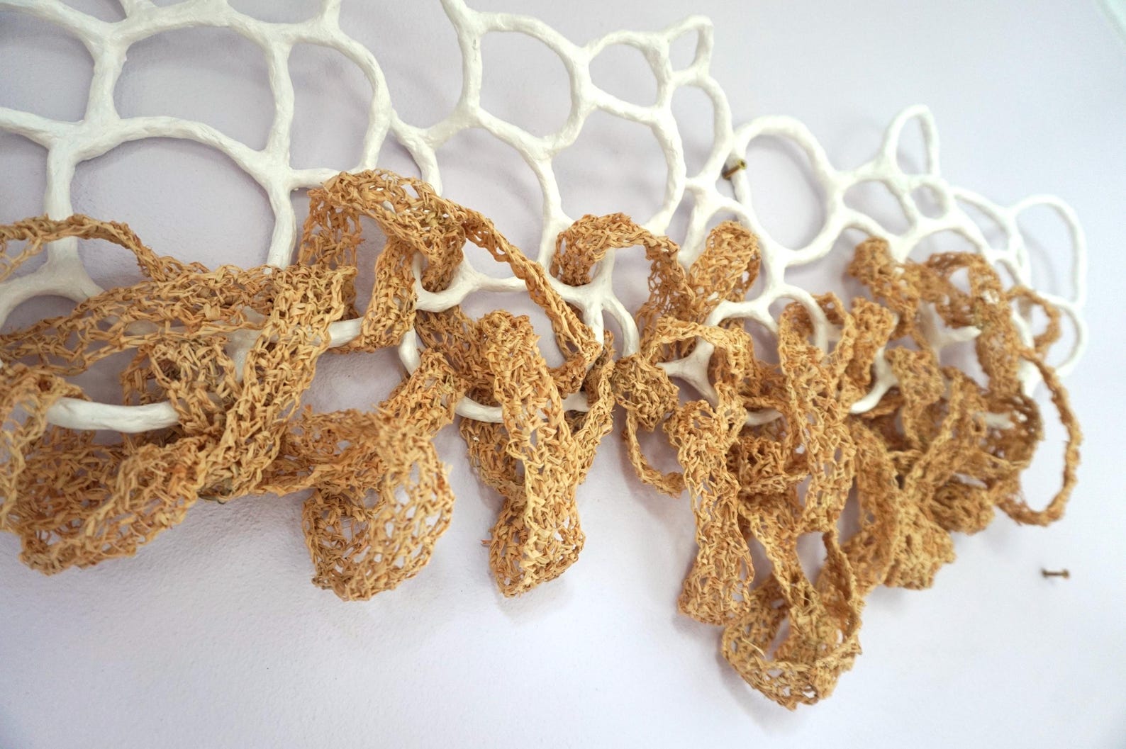 Handcrafted Ceramic and Fiber Wall Art / Abstract 